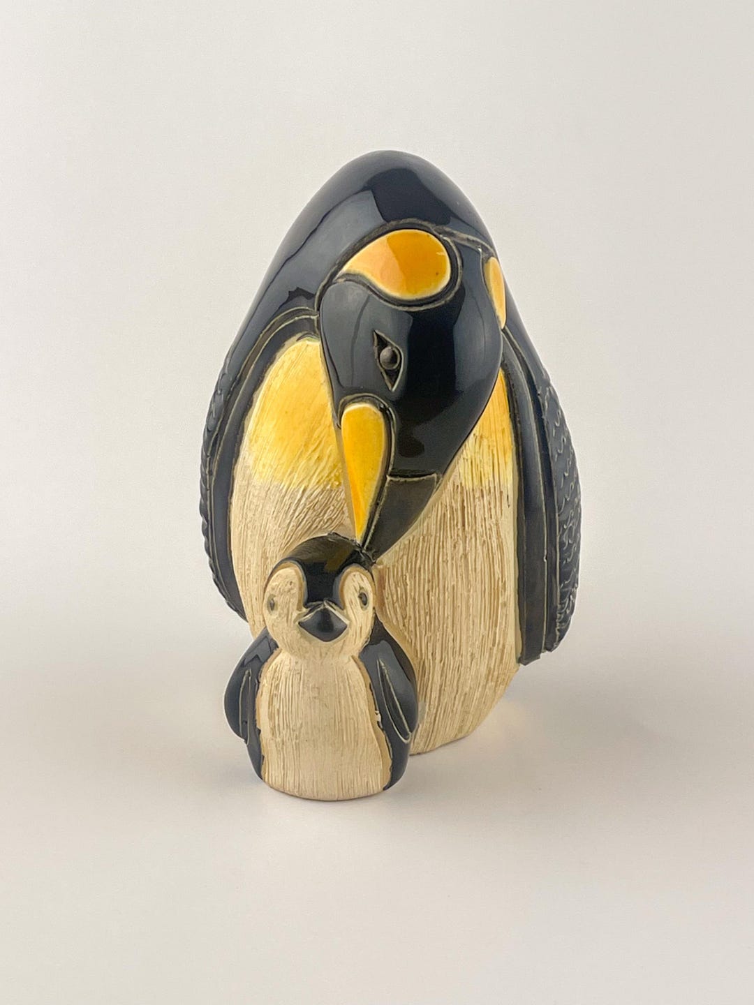 Artesania Rinconada Penguin Figurine With Chick, Handcrafted Ceramic ...