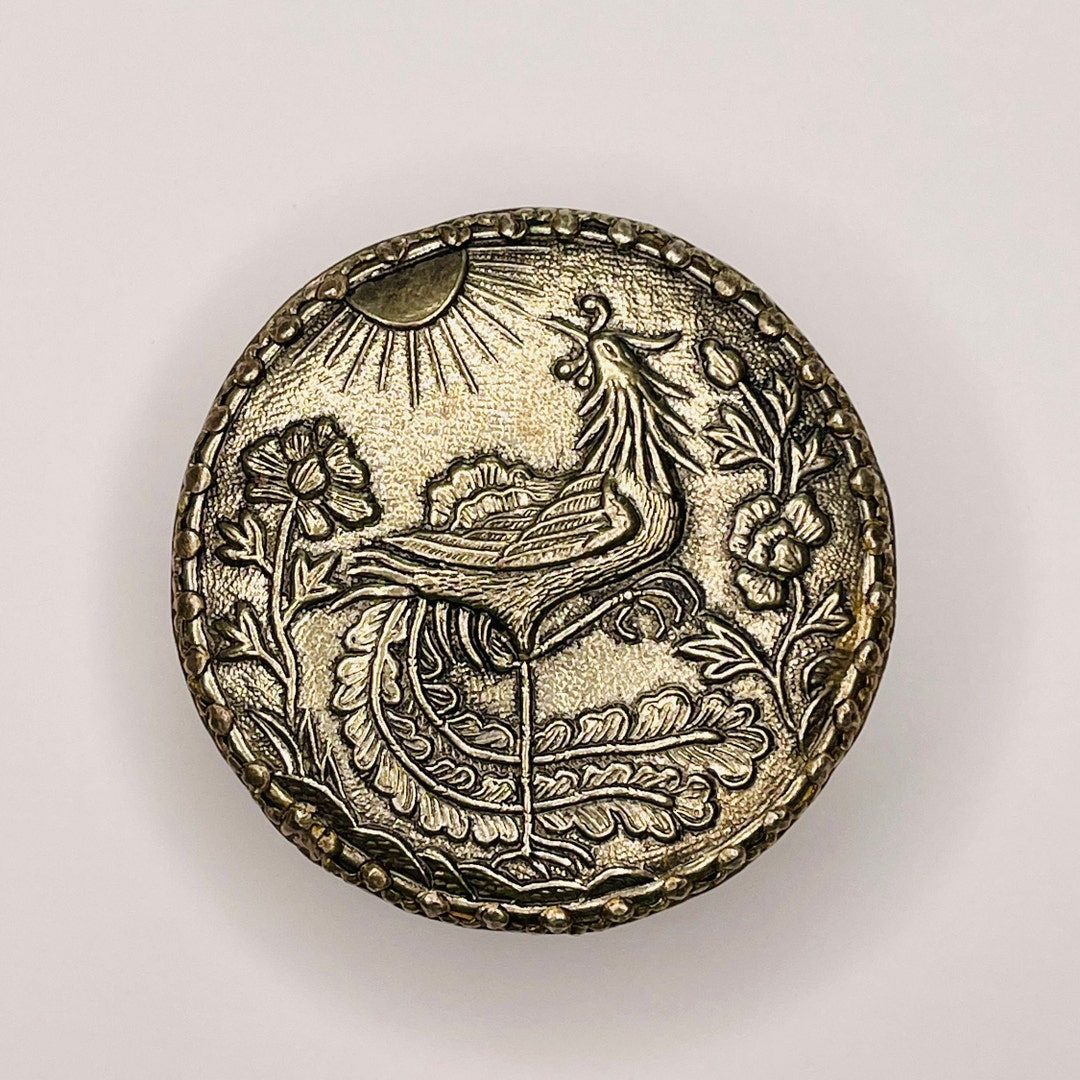 Vintage Silver Tone Pill/trinket Box With Etched Rooster Design - Etsy