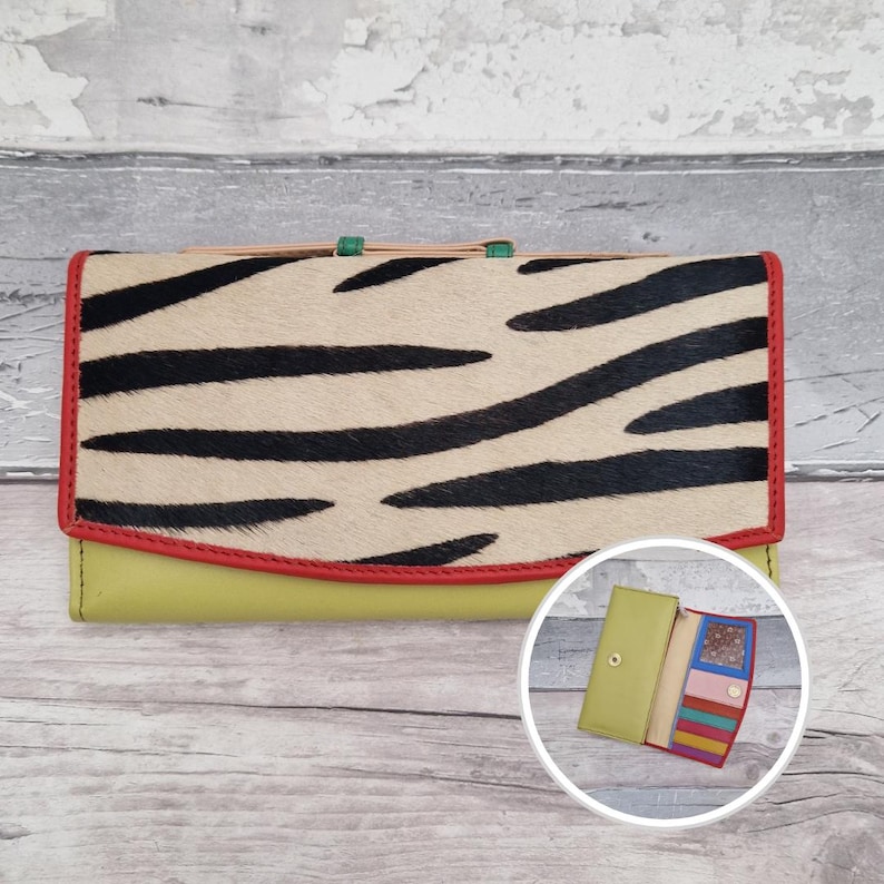 Kanti - Animal Print Recycled Leather Purse / Clutch / Wallet. Rainbow ...