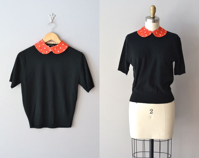 1950s Sweater / 50s Peter Pan Collar Sweater / Cherry Girl Sweater - Etsy