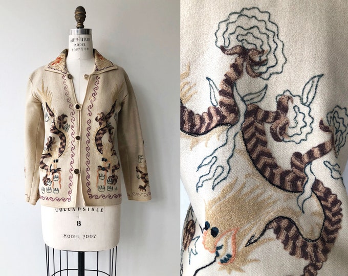 Magic Dragon Jacket 1940s Wool Jacket Embroidered Felted - Etsy