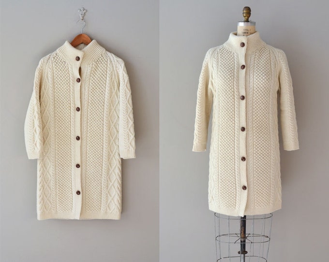 Cable Knit Sweater Coat / Fisherman's Sweater / Cream Knit Coat - Etsy