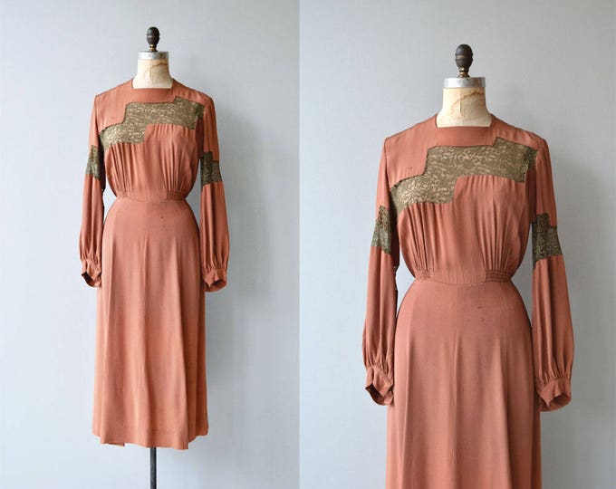 Georgia Clay Dress Vintage 1940s Dress Rayon 40s Dress - Etsy