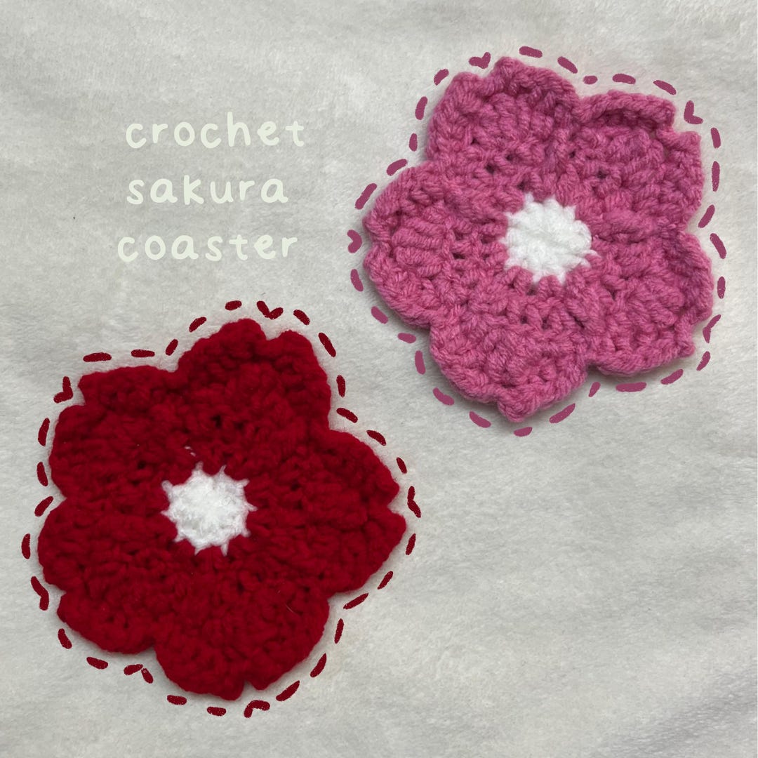 Crochet Flower Coaster, Custom Sakura Cherry Blossom Coaster - Etsy