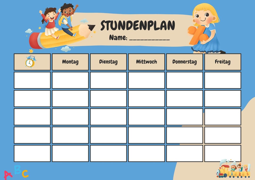 Timetable to Print Yourself - School - Template to Print - Back to ...