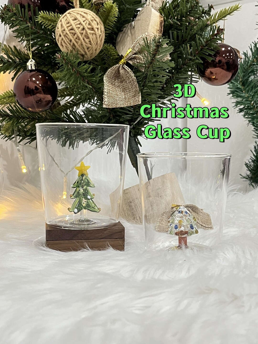 3D Christmas Glass Cup Christmas Tree Cup Christmas Gift Christmas ...