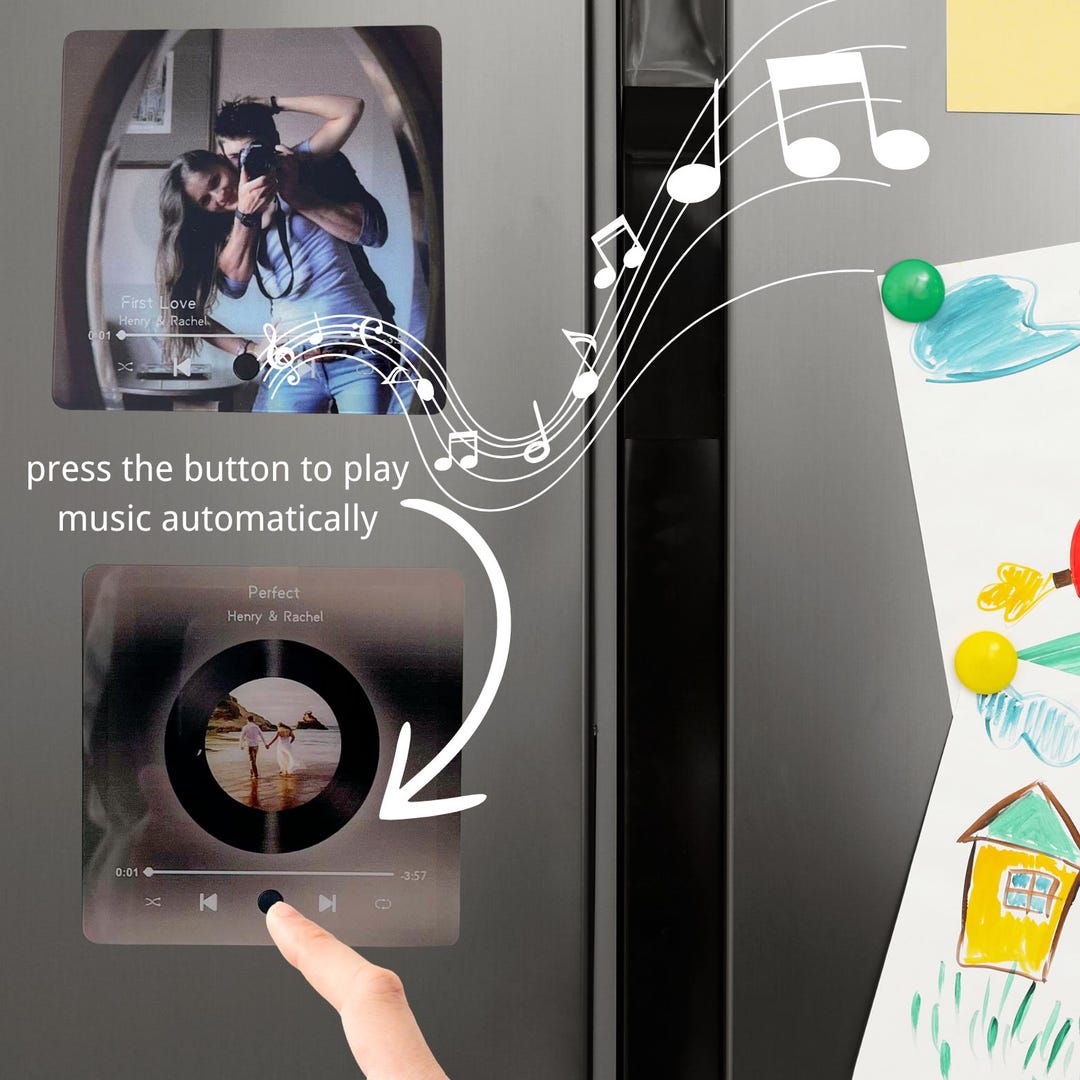 Personalized Music Fridge Magnet, Photo & Music Refrigerator Magnet ...