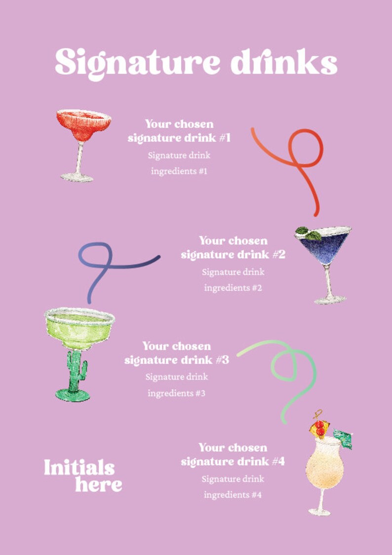 Cocktail Drinks Menu Signage Custom Printed Drinks Menu Acrylic Signage ...