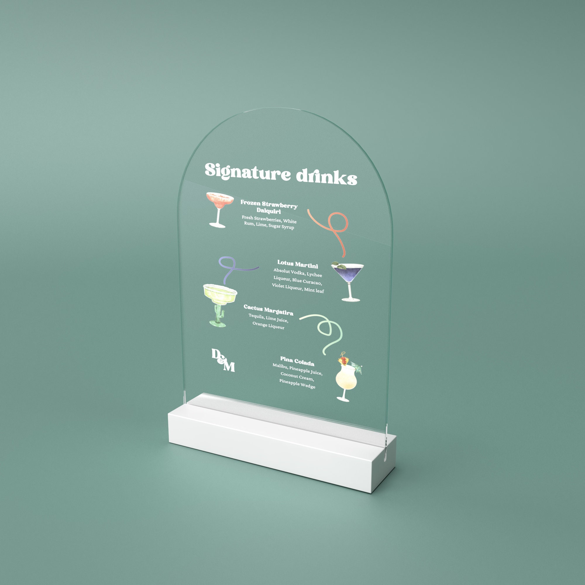 Cocktail Drinks Menu Signage Custom Printed Drinks Menu Acrylic Signage ...