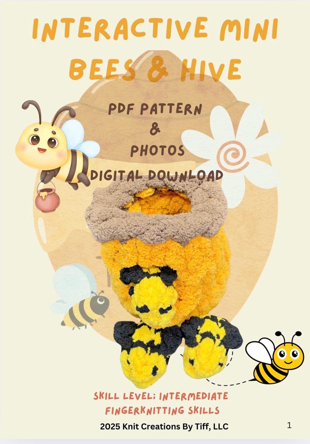 Interactive Mini Bees & Hive Digital PDF Pattern/fingerknit/plushie ...