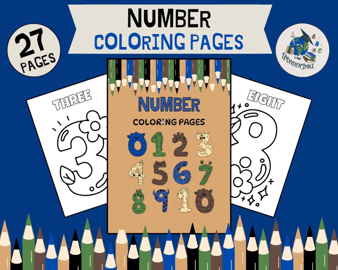 20 Number Coloring Pages for School Kids Educational Homeschool PDF ...