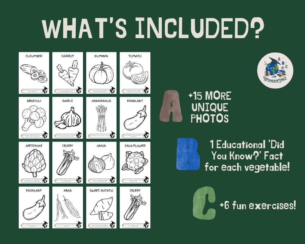 40 Vegetable Coloring Pages for School Kids Educational Homeschool PDF ...