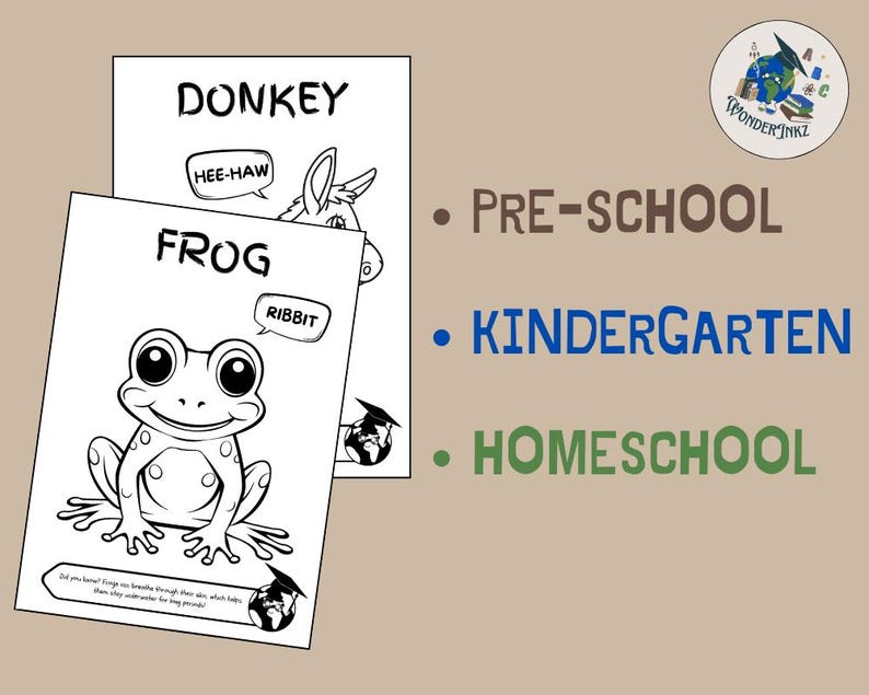 50 Animal Coloring Pages for School Kids Educational Homeschool PDF ...
