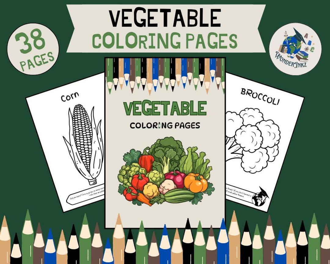 40 Vegetable Coloring Pages for School Kids Educational Homeschool PDF ...
