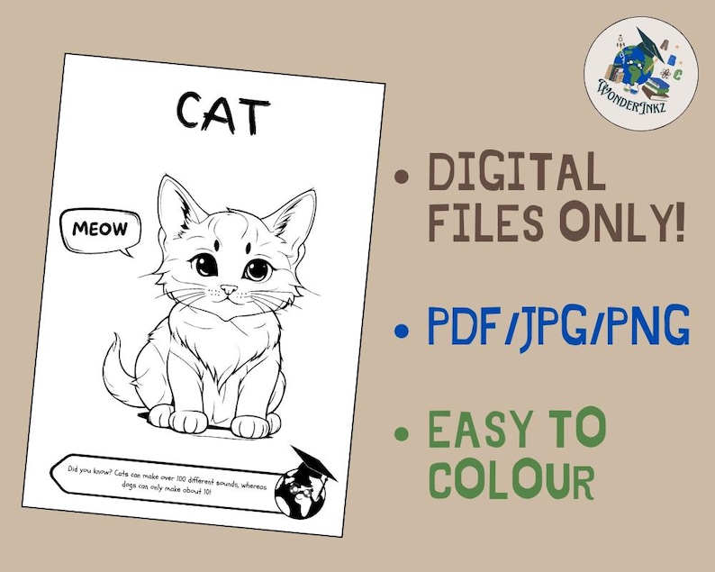 50 Animal Coloring Pages for School Kids Educational Homeschool PDF ...