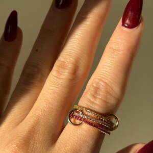 18K Gold Trendy Multi Link Ring in Rouge, Spinelli Kilcollin Dupe, Non ...