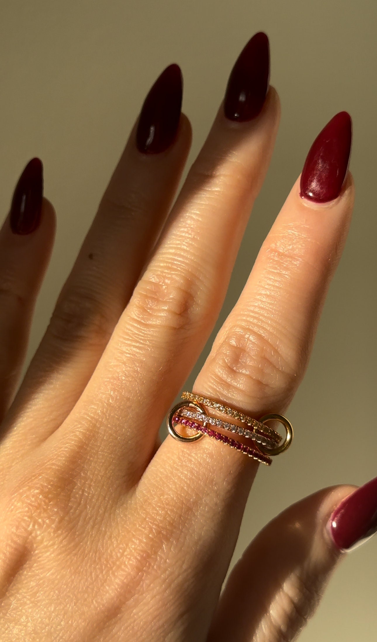 18K Gold Trendy Multi Link Ring in Rouge, Spinelli Kilcollin Dupe, Non ...