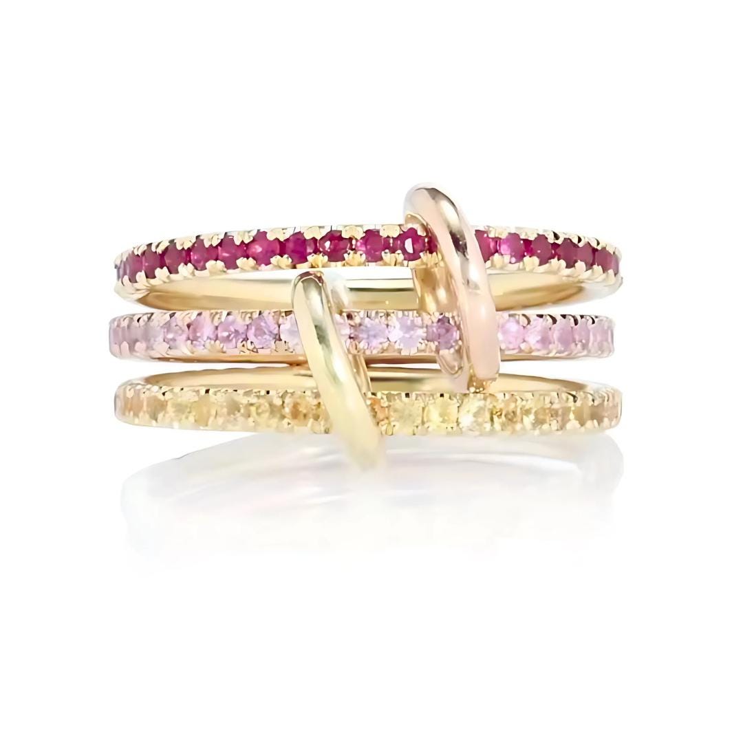 18K Gold Trendy Multi Link Ring in Rouge, Spinelli Kilcollin Dupe, Non ...