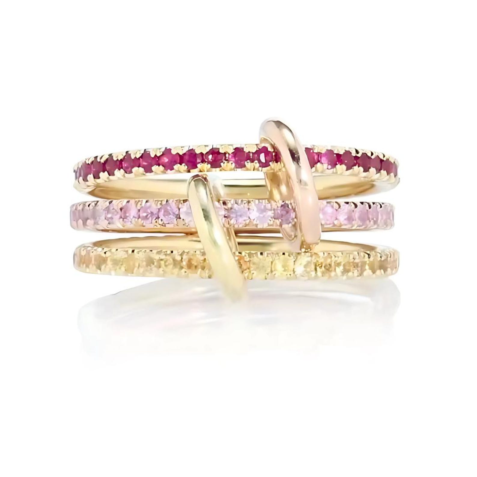 18K Gold Trendy Multi Link Ring in Rouge, Spinelli Kilcollin Dupe, Non ...