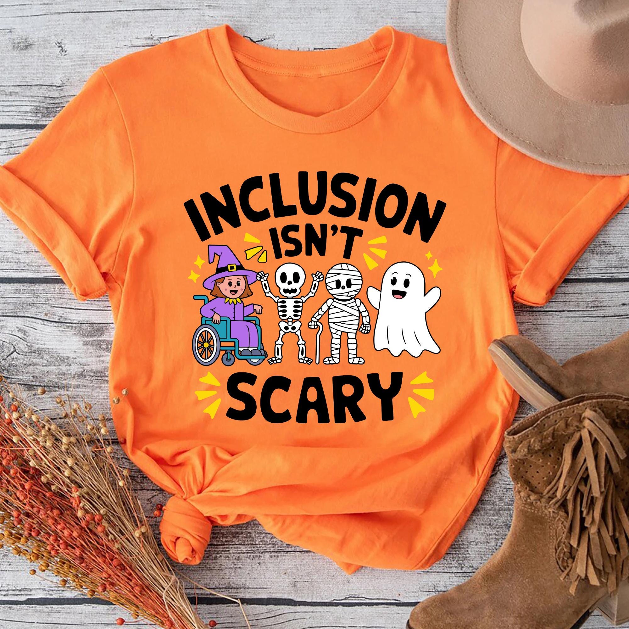 Inclusion Isn't Scary Teacher Skeleton Ghost Cute Halloween Digital Png ...