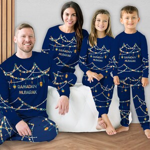 Ramadan Mubarak Pajamas Set, Eid Mubarak Long Sleeve Two Piece Pajama ...