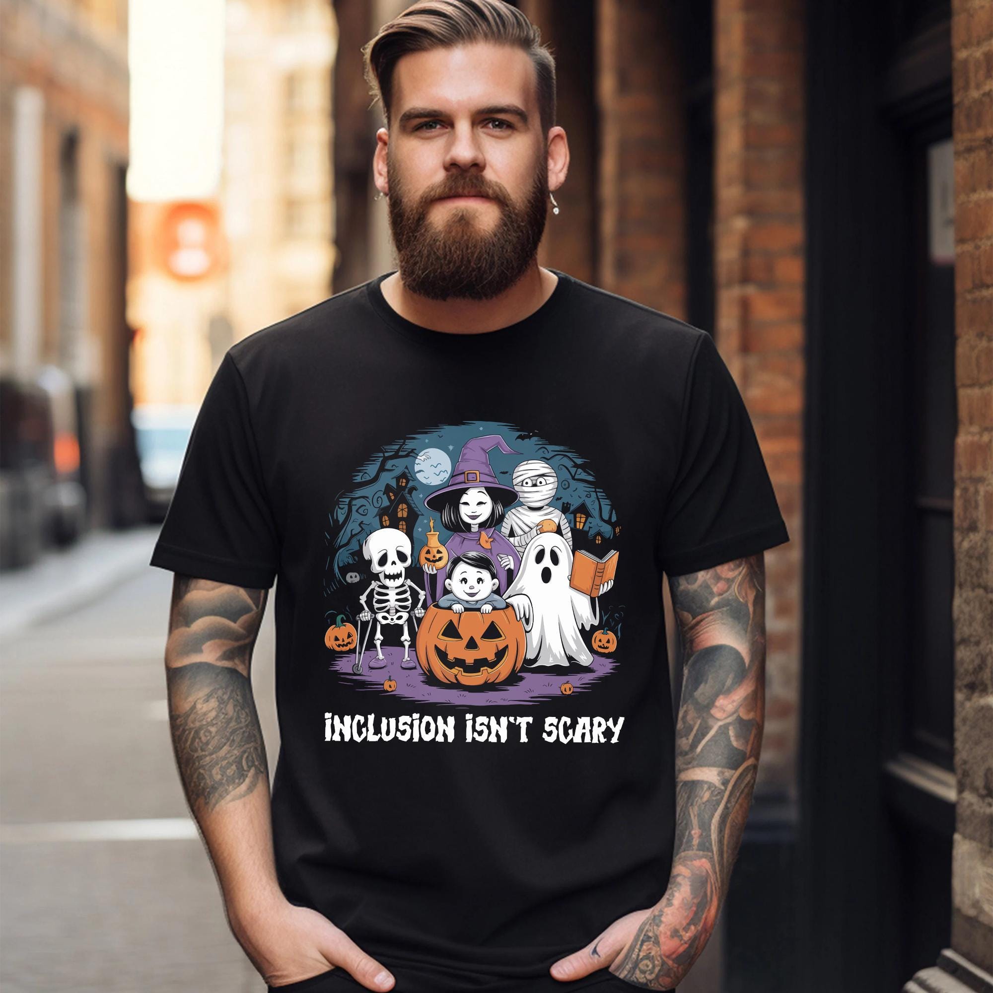 Inclusion Isn't Scary Teacher Skeleton Ghost Cute Halloween Digital Png ...