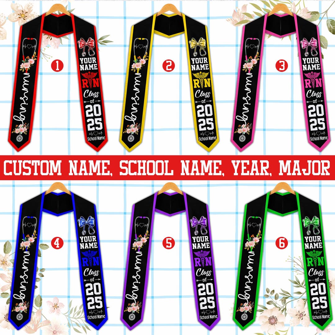 Custom Nursing Stole, Personalized Nursing Graduation Stole, Floral RN ...