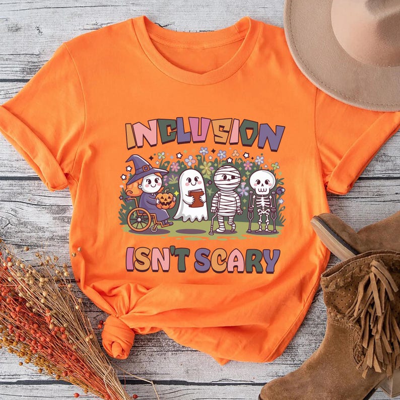 Inclusion Isn't Scary Teacher Skeleton Ghost Cute Halloween Digital Png ...