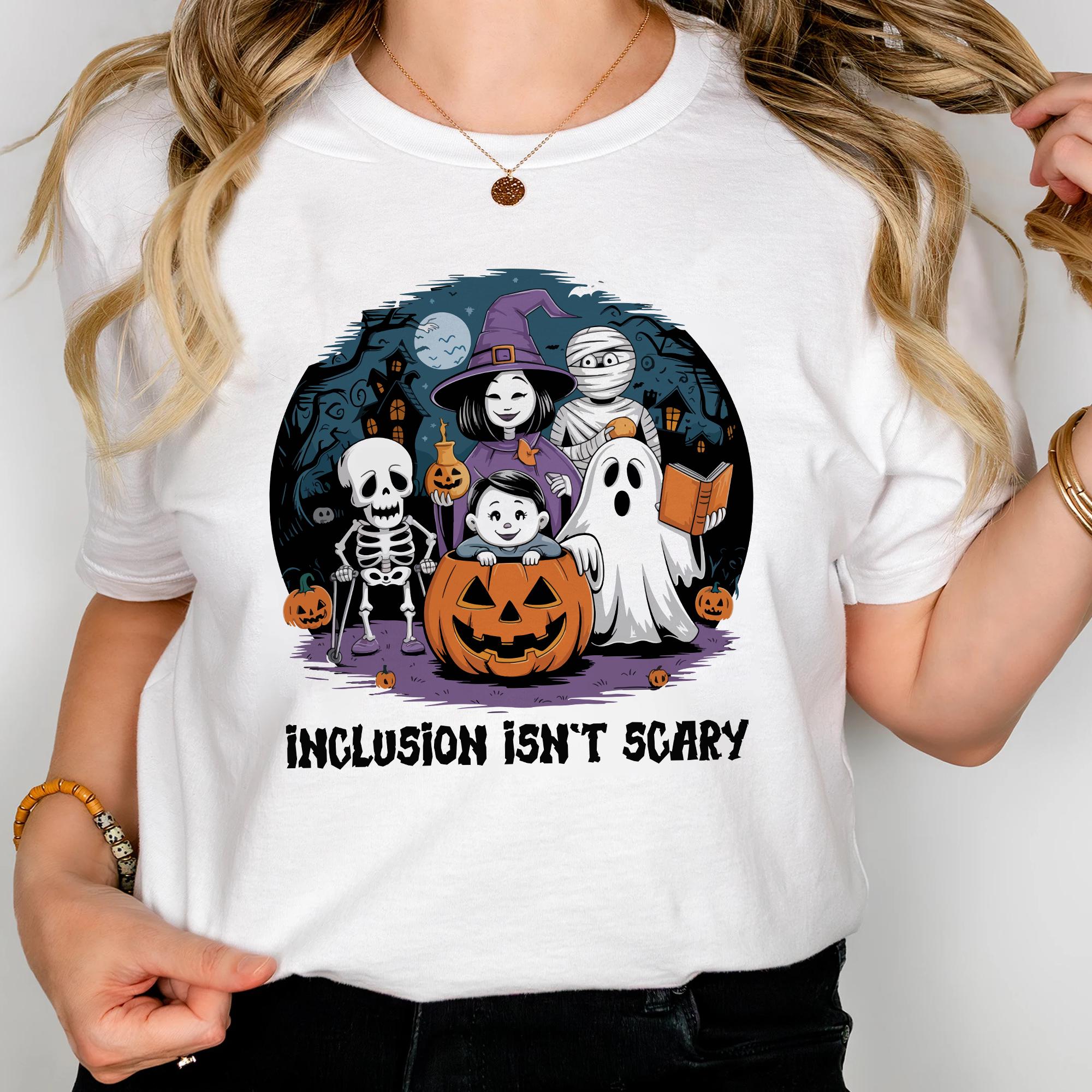 Inclusion Isn't Scary Teacher Skeleton Ghost Cute Halloween Digital Png ...