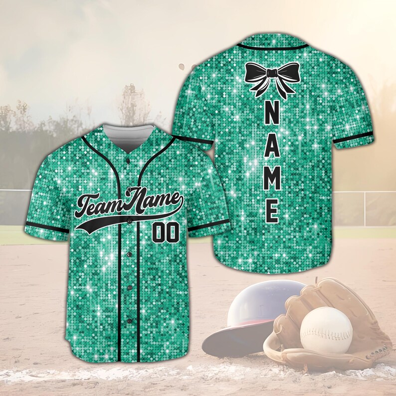 Personalized Faux Glitter Baseball Jersey, Custom Name Number, Matching ...