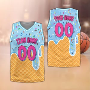 Personalized Ice Cream Drip Basketball Jersey, Custom Name Ice Cream ...
