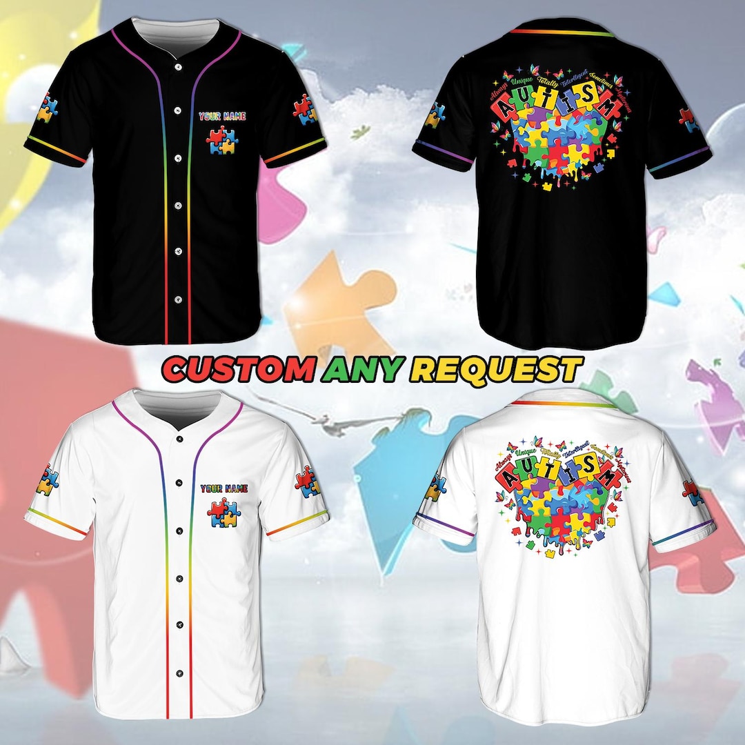 Personalized Autism Awareness Baseball Jersey, Custom Name, Autism ...