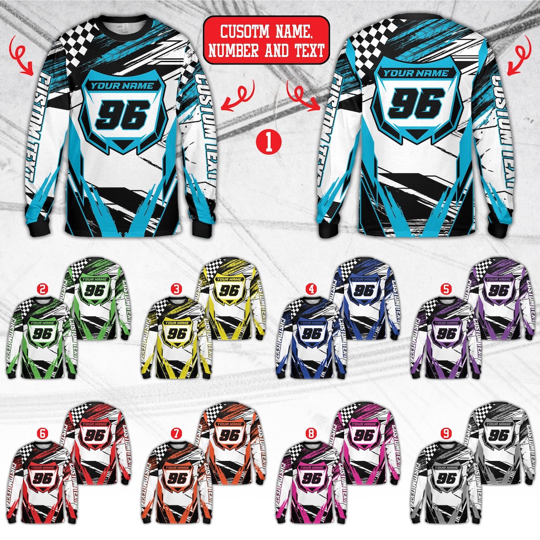 Custom Dirt Bike Long Sleeve Shirt, Personalized Rider's Name Number ...