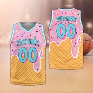 Personalized Ice Cream Drip Basketball Jersey, Custom Name Ice Cream ...