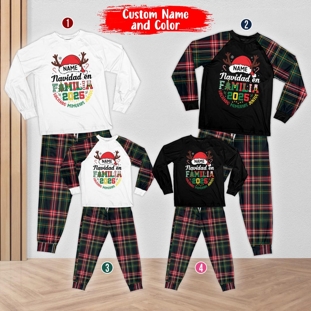 Personalized Navidad En Familia 2025 Pajamas, Custom Spanish Family ...