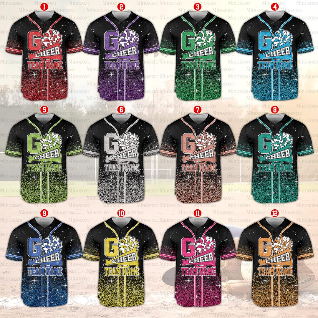 Personalized Go Cheer Team Baseball Jersey, Cute Custom Name Matching ...
