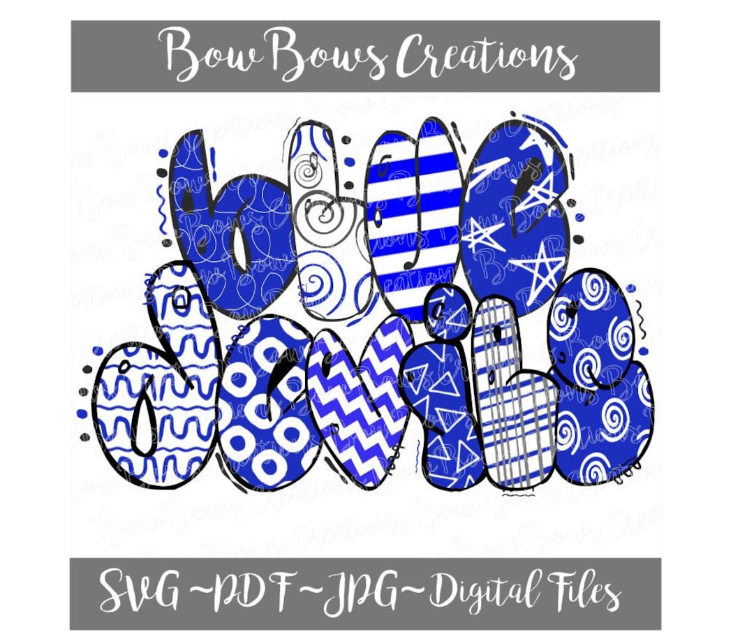 Blue Devils Bubble Letters Sublimation Design // Handdrawn Digital ...