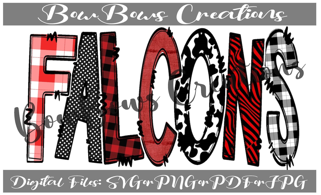 Falcons Doodle Letters PNG / School / Sports / PTA PTO Sublimation ...