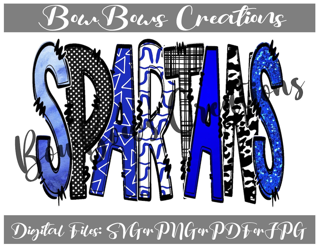 Spartans Doodle Letters PNG / School / Sports / PTA PTO Sublimation ...