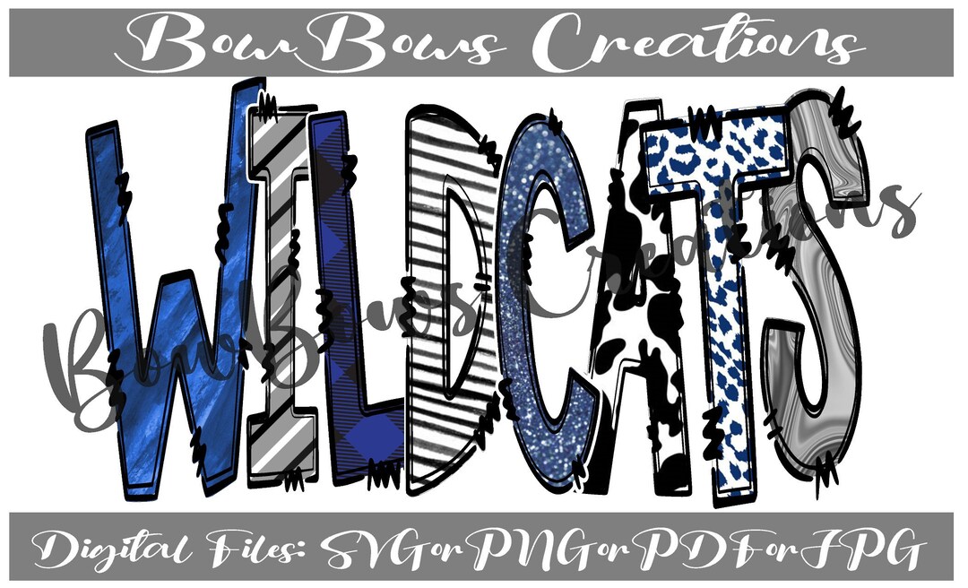 Wildcats Doodle School Pride Sublimation Design / Sports Digital / Blue ...
