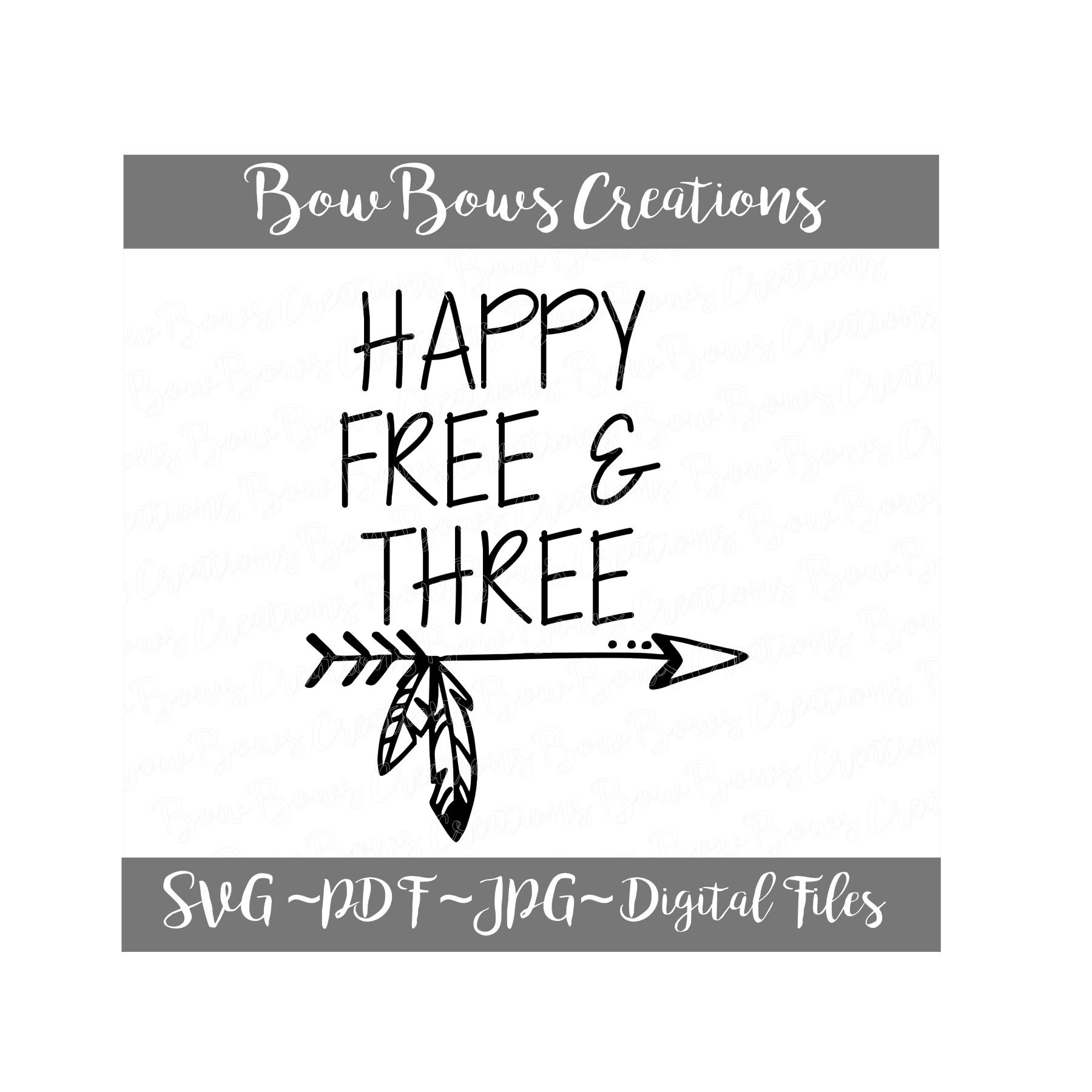 Happy Free and Three Birthday Digital Cut File // SVG Vinyl | Etsy