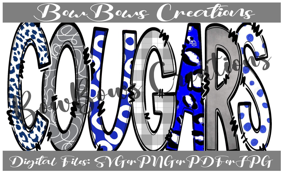 Cougars Doodle Letters PNG / School / Sports / PTA PTO Sublimation ...