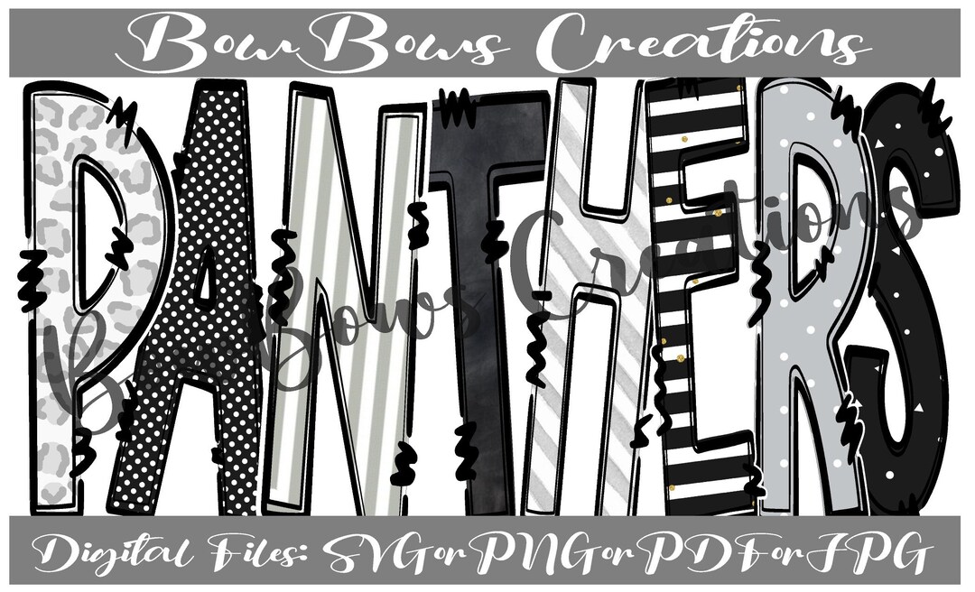 Panthers Doodle Letters PNG / School / Sports / PTA PTO Sublimation ...