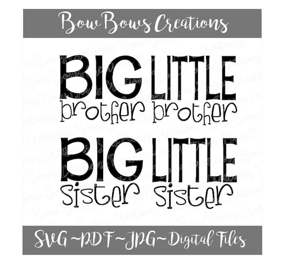 Sibling Big Little Brother Sister Digital Cut File // SVG | Etsy