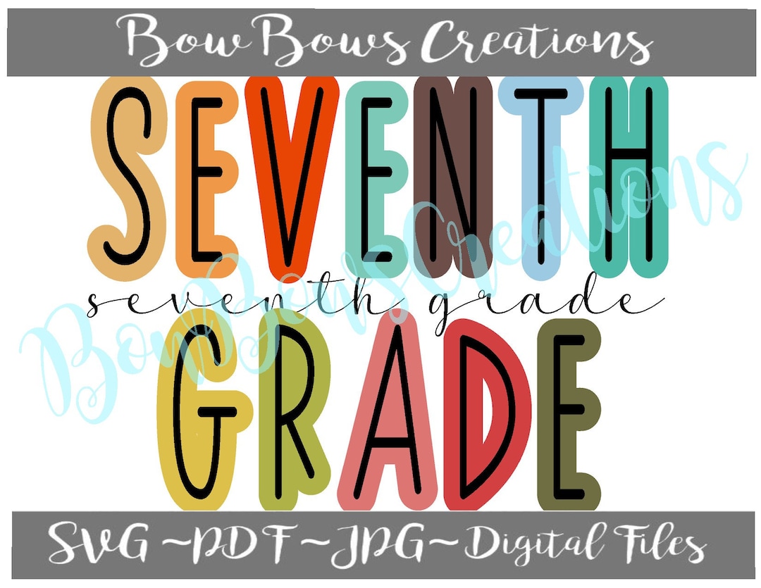 Seventh Grade Teacher Student Sublimation Design // Retro Digital ...