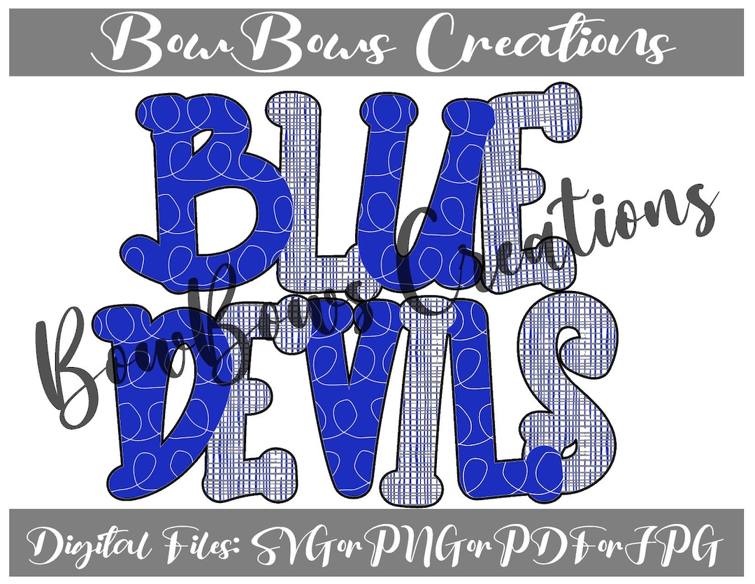 Blue Devils Bubble Letters Sublimation Design // Handdrawn Digital ...