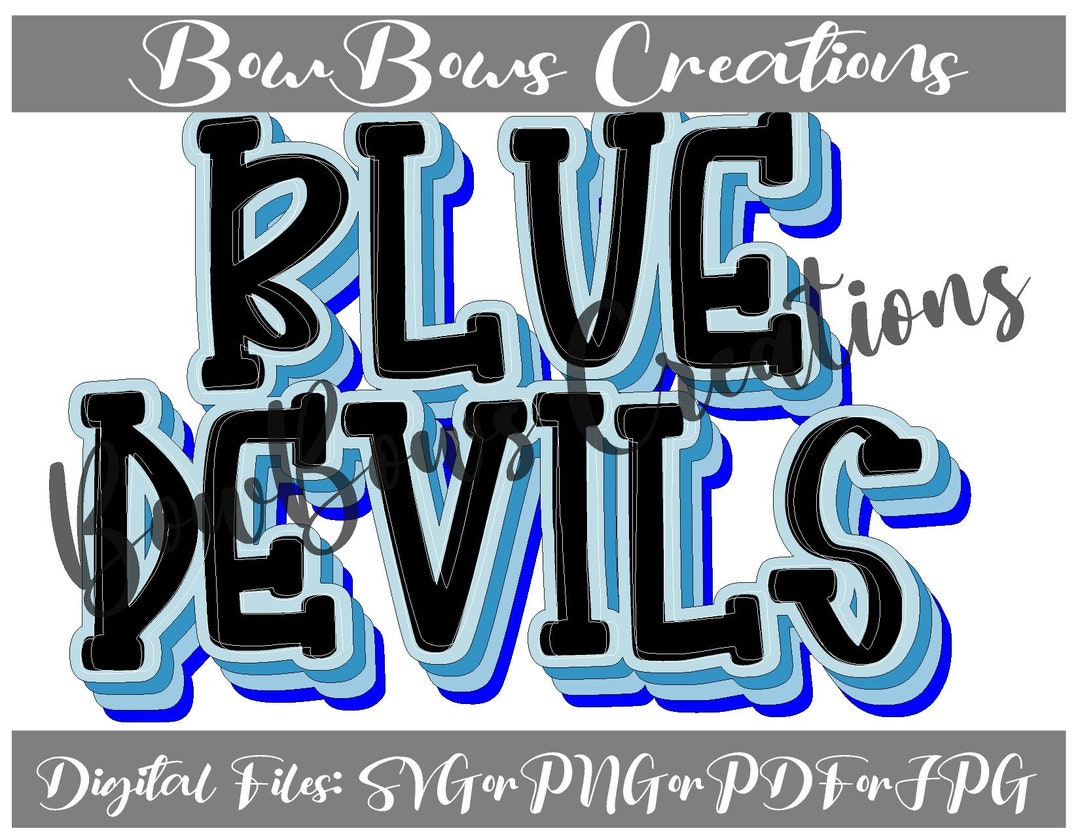 Blue Devils Bubble Letters Sublimation Design // Handdrawn Digital ...