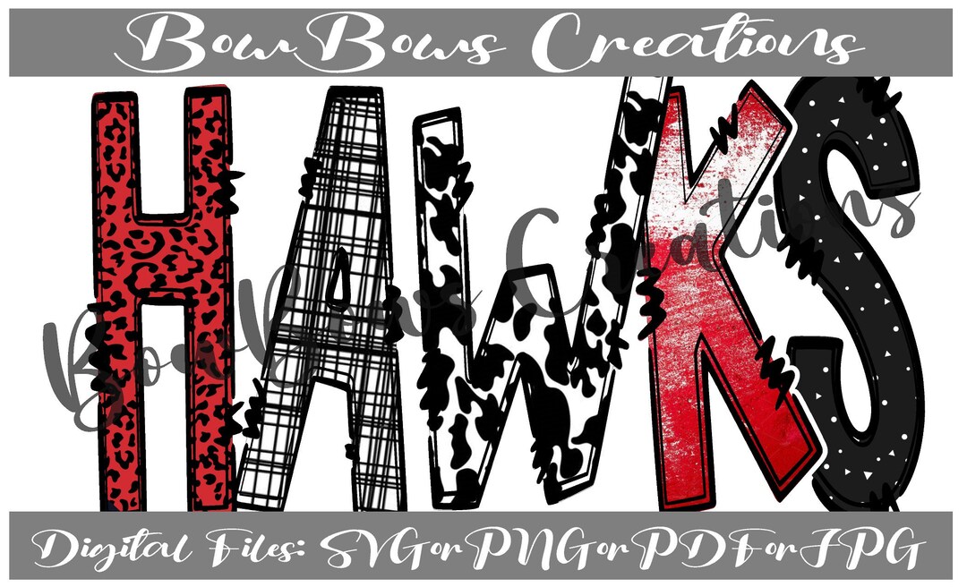 Hawks Doodle Letters PNG / School / Sports / PTA PTO Sublimation Design ...