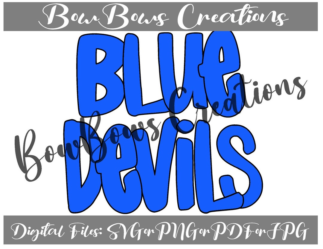 Blue Devils Bubble Letters Sublimation Design // Handdrawn Digital ...