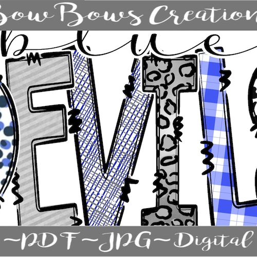 Blue Devils PNG Doodle Letters School Spirit Digital - Etsy